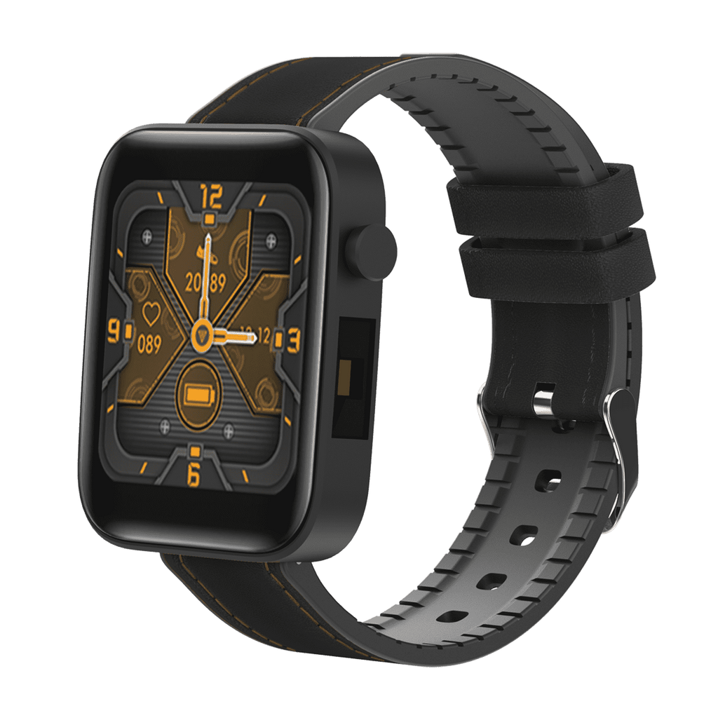 Life Watch Black Leather Watch Strap - Stylish Smartwatch Bands